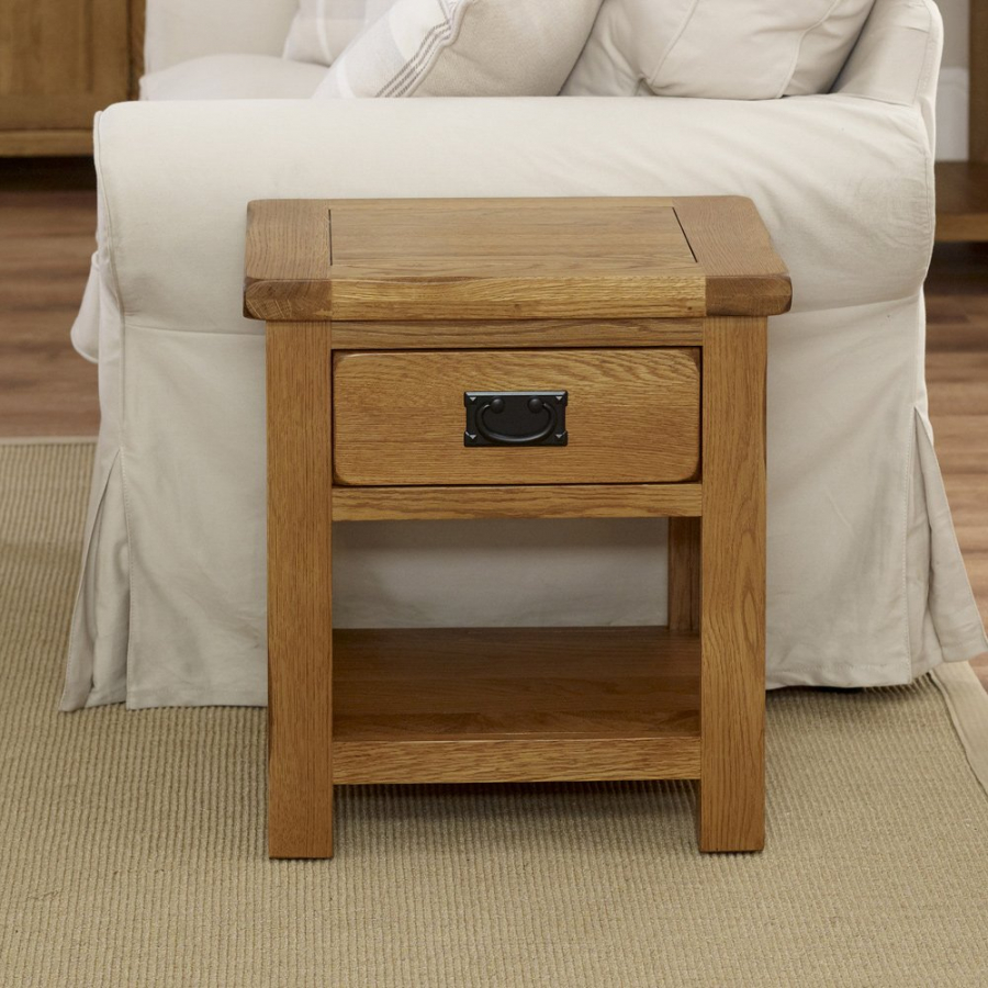 Rustic Oak Lamp Table | The Furniture Market