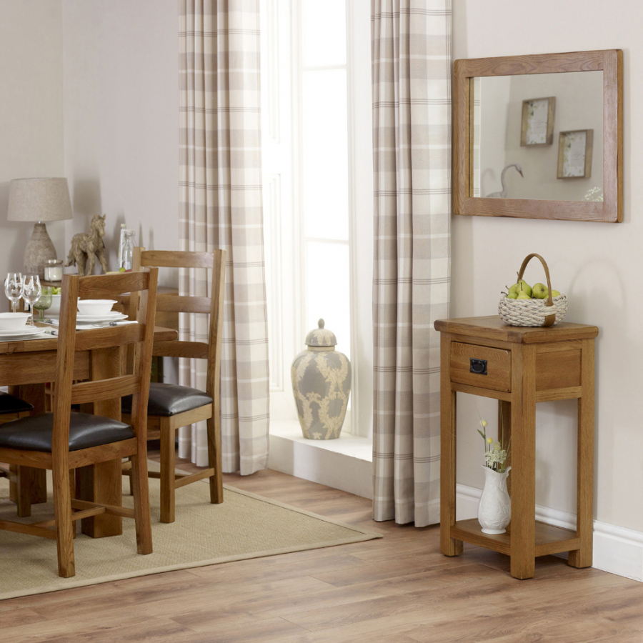 Rustic Oak Small Hall Console Table | The Furniture Market