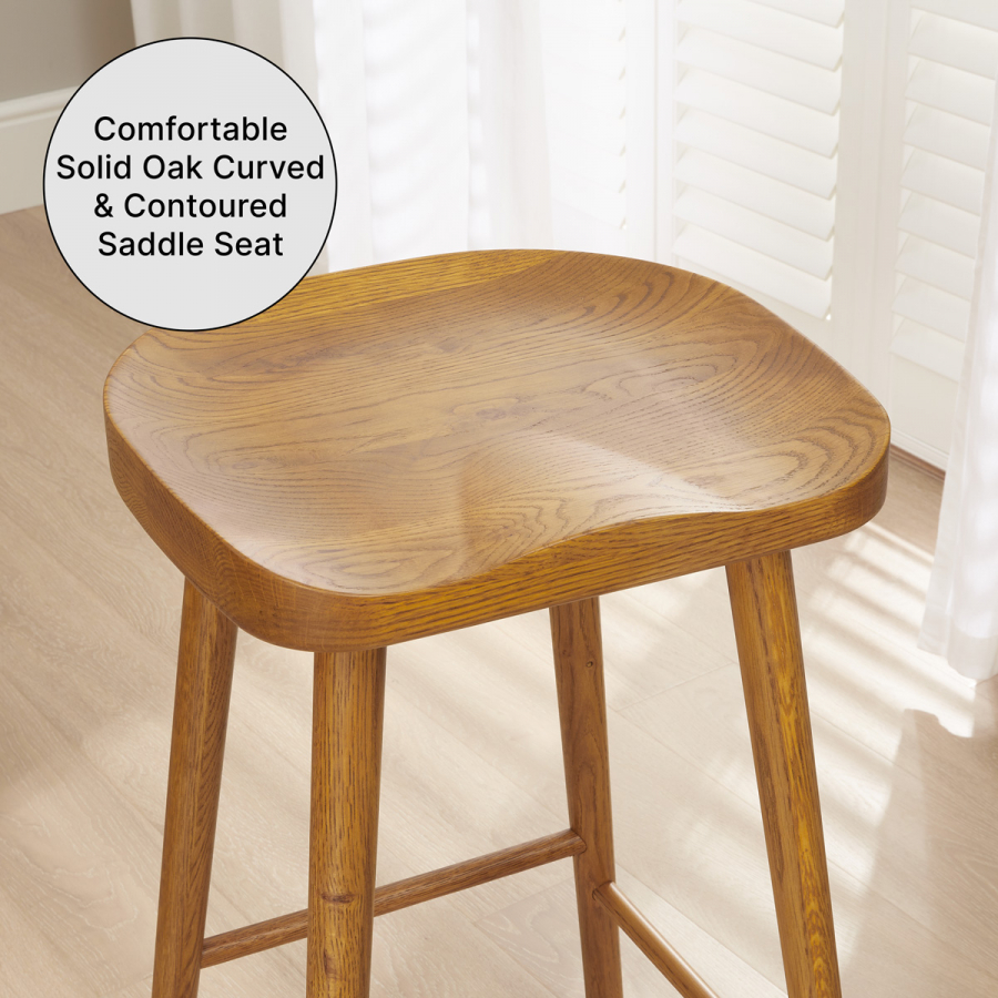 Rustic Solid Oak Counter Bar Stool | The Furniture Market