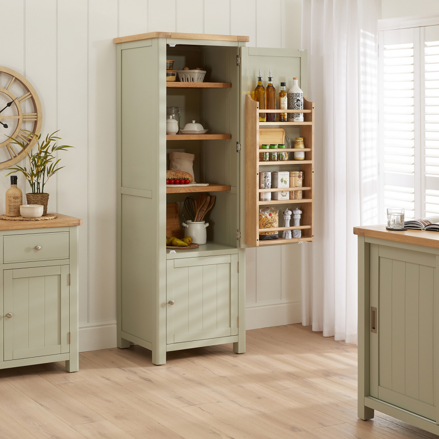 Marbury Sage Green Painted Single Kitchen Larder Pantry Cupboard | The ...