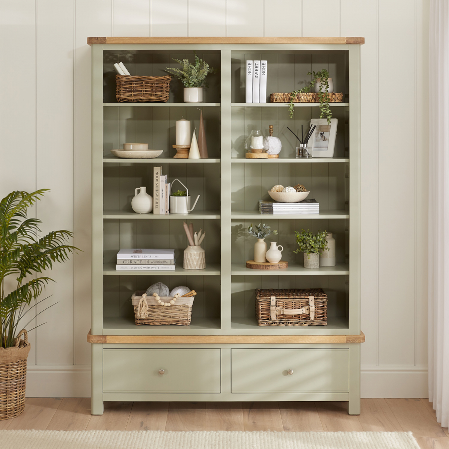 Marbury Sage Green Painted Extra Large Grand Double Library Bookcase ...