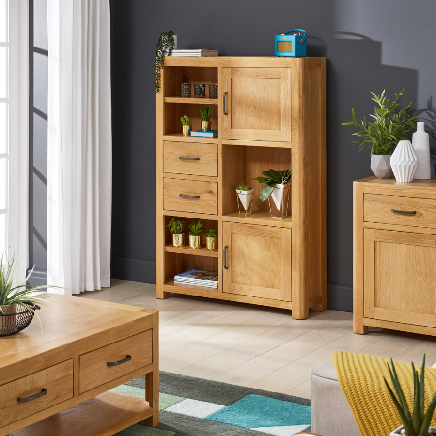 Soho Oak Tall Open Display Shelf Unit | The Furniture Market