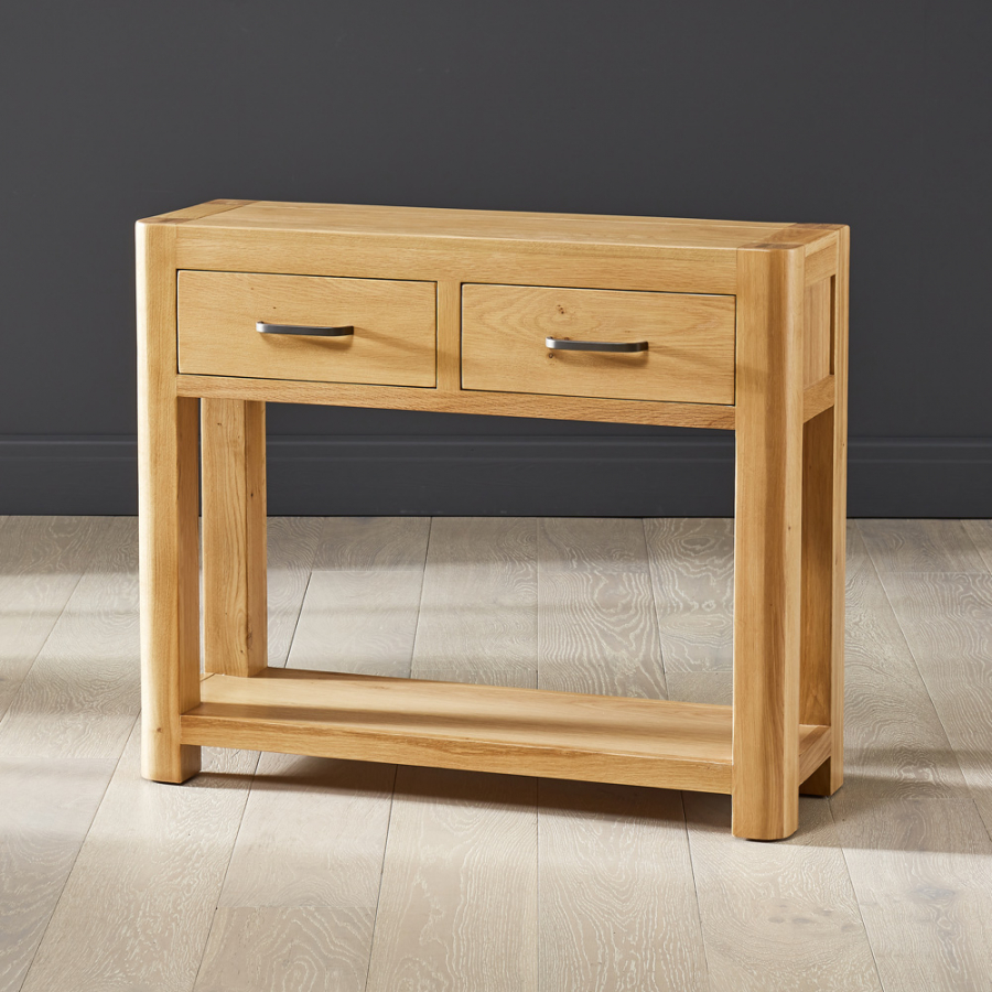 Soho Oak 2 Drawer Console Hall Table | The Furniture Market