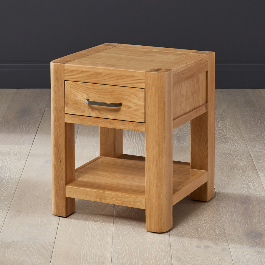 Soho Oak 1 Drawer Lamp Side Table | The Furniture Market