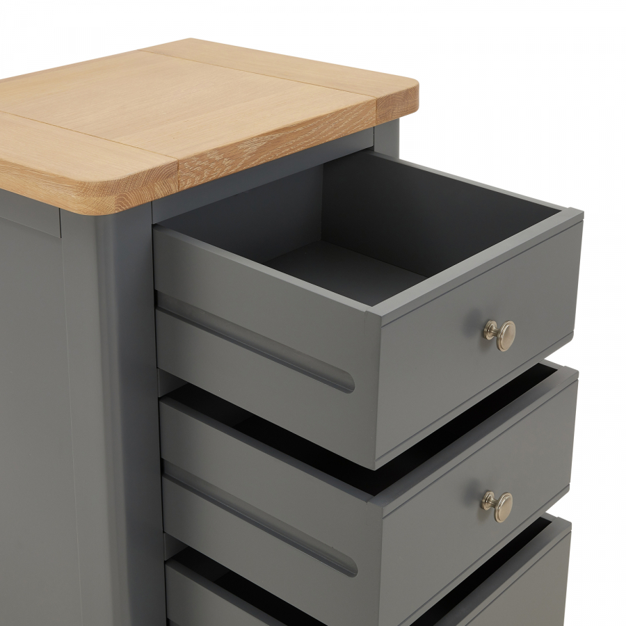 Marbury Slate Grey Painted 5 Drawer Tallboy Narrow Chest | The ...
