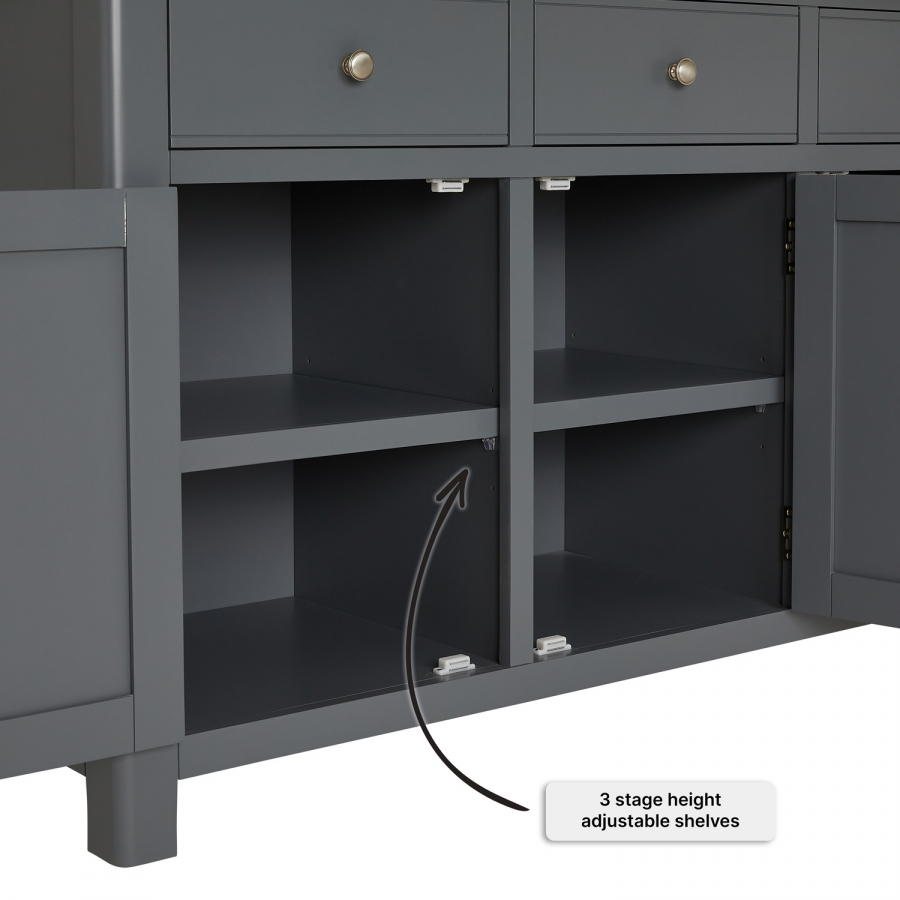 Marbury Slate Grey Painted Triple Kitchen Larder Pantry Cupboard | The ...