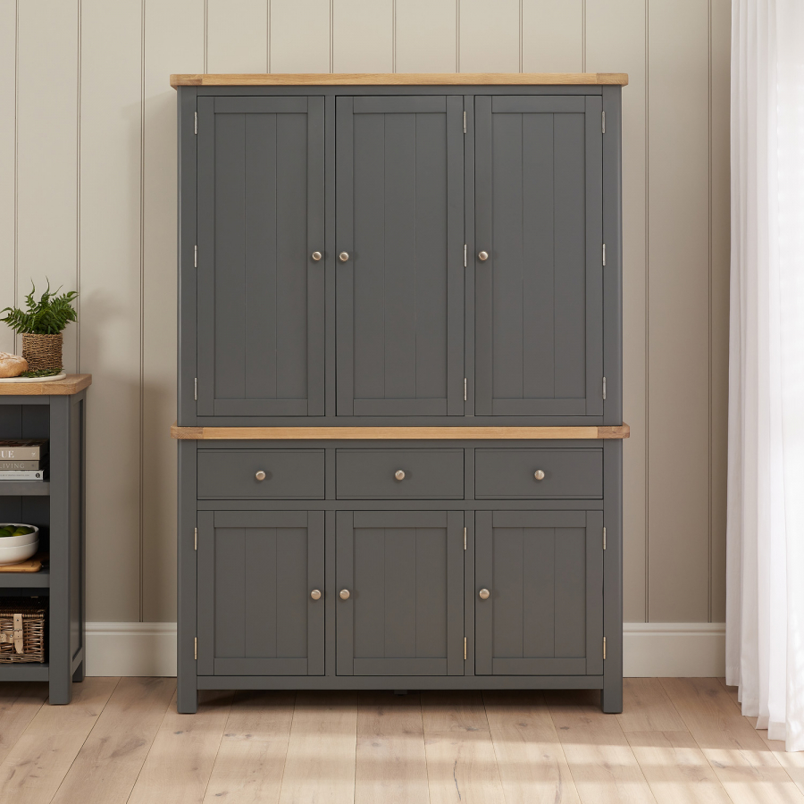 Marbury Slate Grey Painted Triple Kitchen Larder Pantry Cupboard | The ...