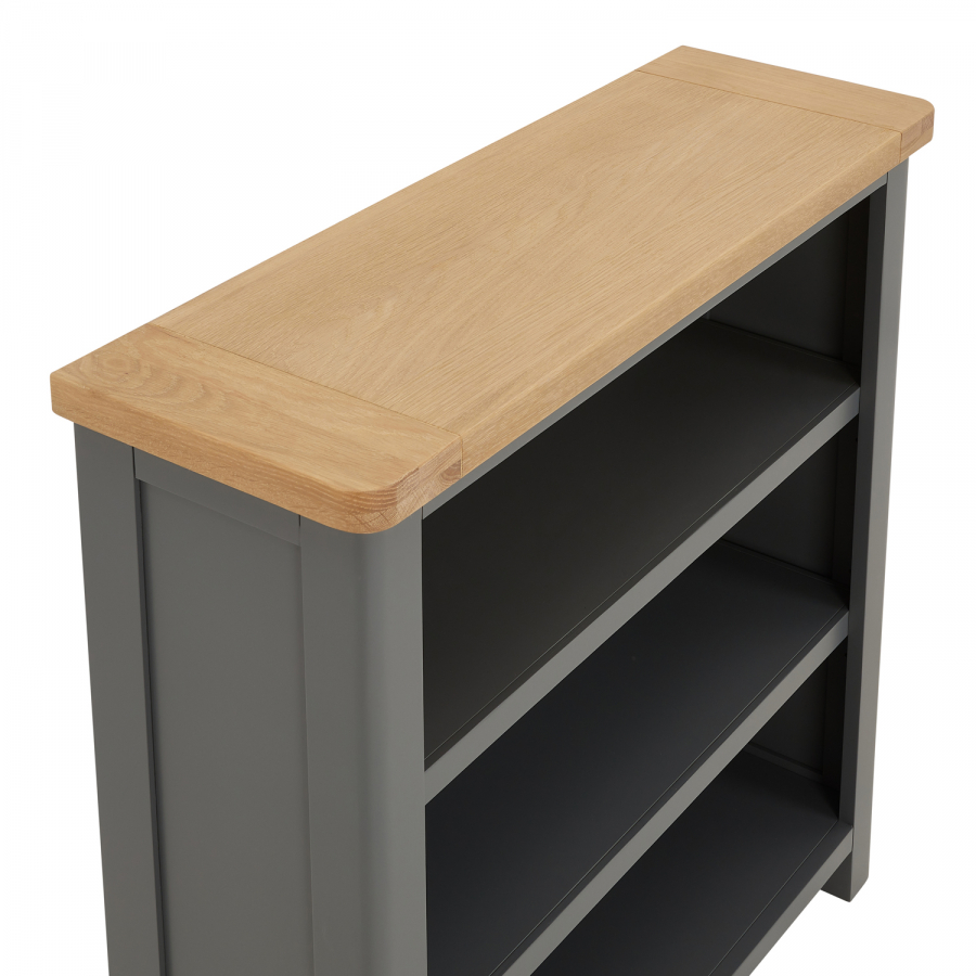 Marbury Slate Grey Painted Small Low Bookcase | The Furniture Market