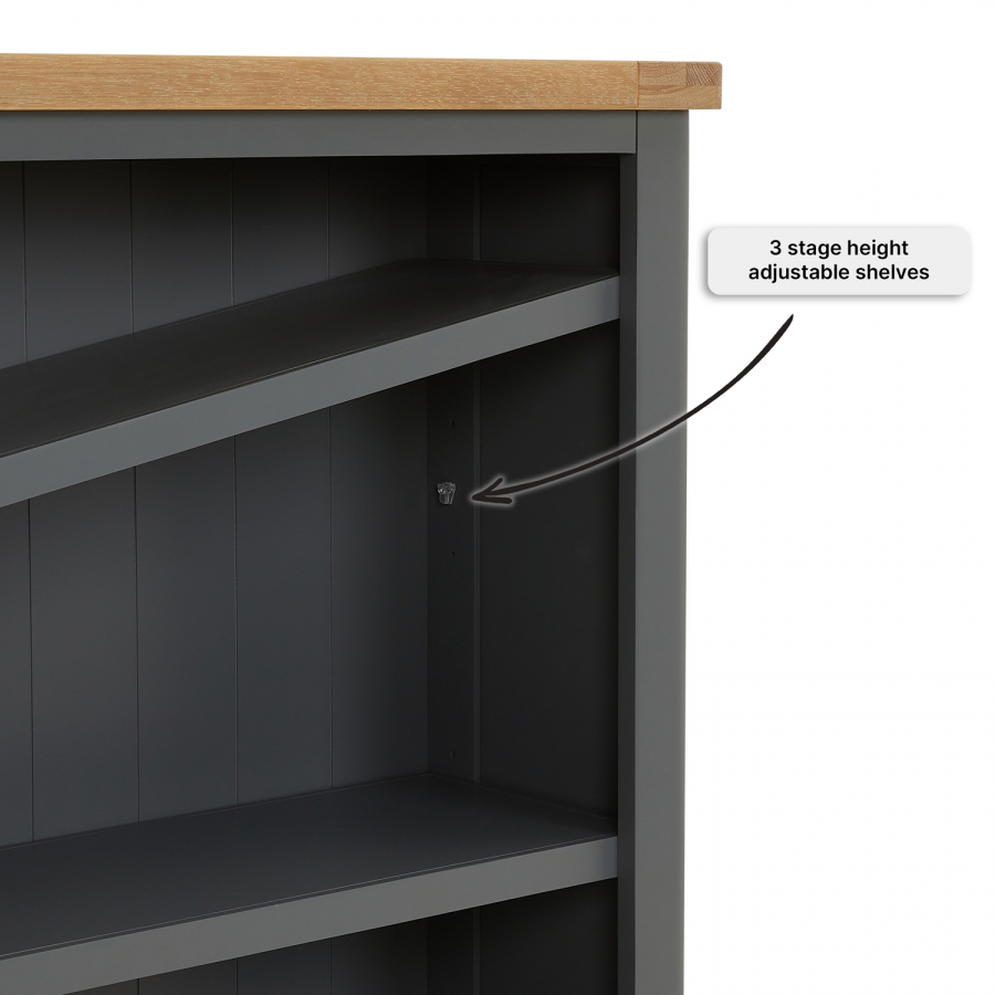 Marbury Slate Grey Painted Small Low Bookcase | The Furniture Market