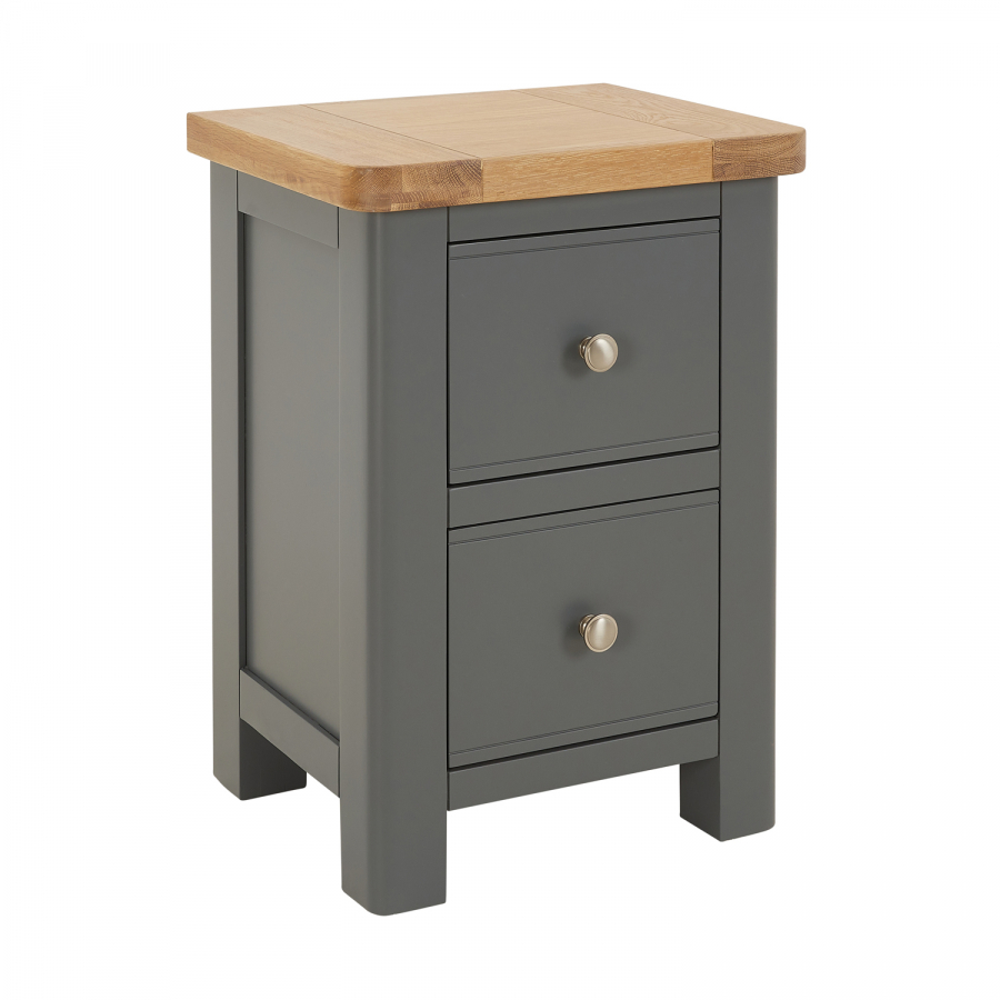 Marbury Slate Grey Painted 2 Drawer Slim Bedside Table | The Furniture ...