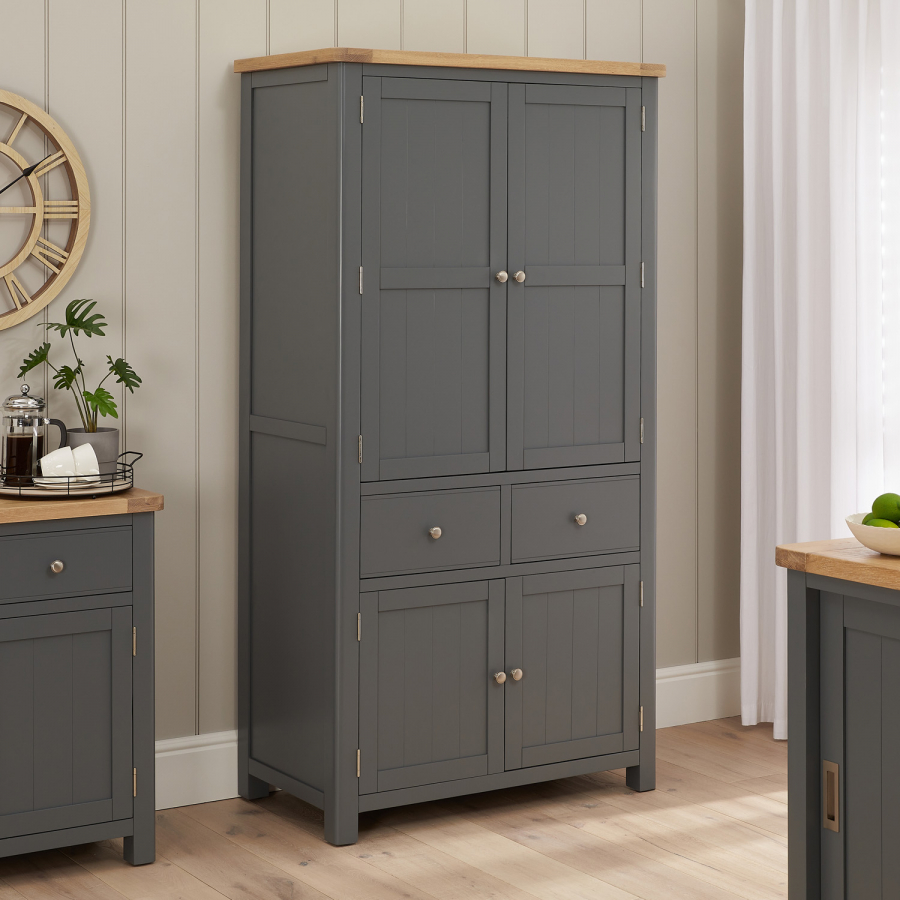 Marbury Slate Grey Painted Double Kitchen Larder Pantry Cupboard | The ...