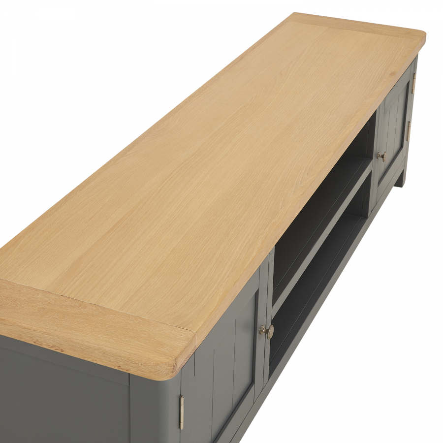 Marbury Slate Grey Painted Extra Large Widescreen TV Unit Stand – Up to ...