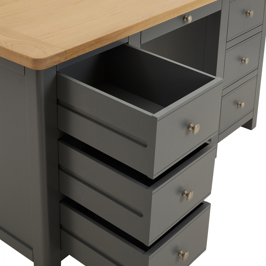 Marbury Slate Grey Painted Large Twin Pedestal Desk | The Furniture Market