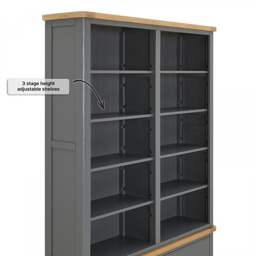 Marbury Slate Grey Painted Extra Large Grand Double Library Bookcase ...