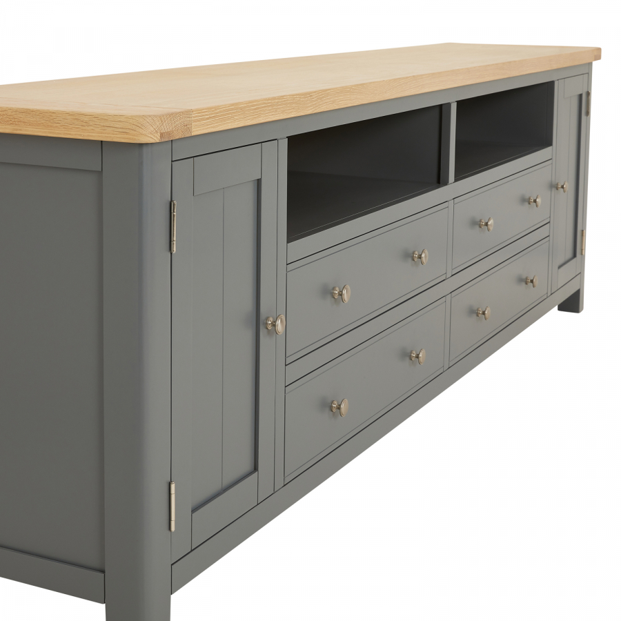 Marbury Slate Grey Painted XXL Widescreen TV Unit Stand – Up to 100” TV ...