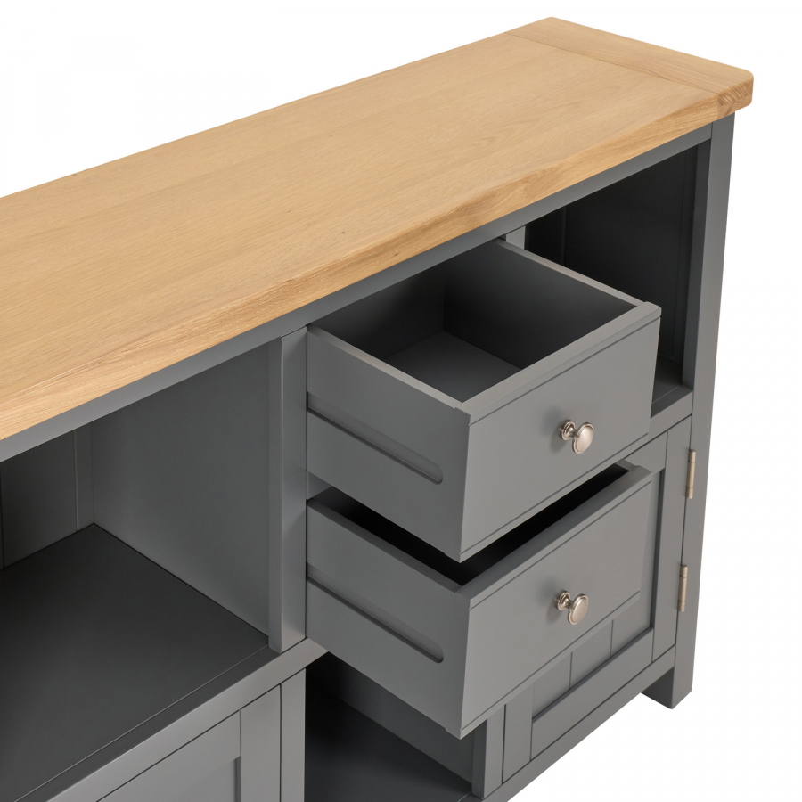 Marbury Slate Grey Painted Low Open Display Shelf Unit Bookcase | The ...