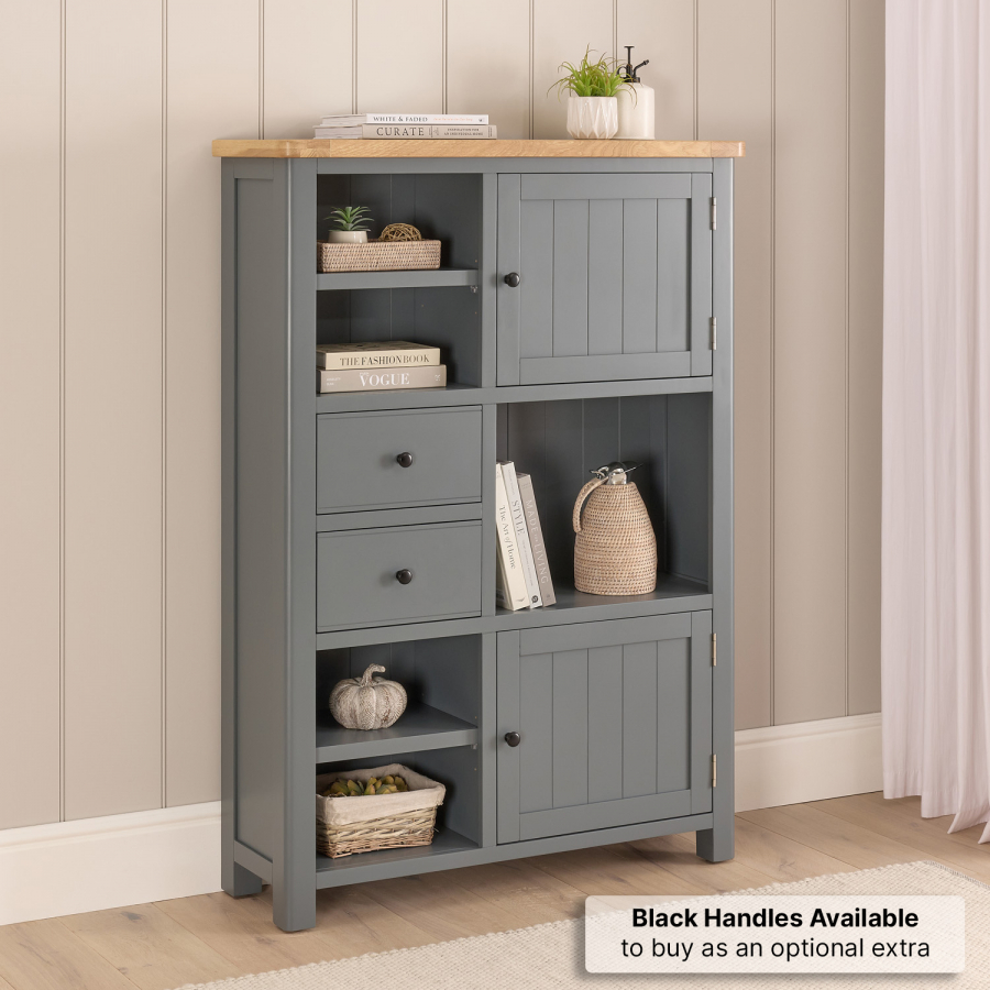 Marbury Slate Grey Painted High Open Display Shelf Unit Bookcase | The ...