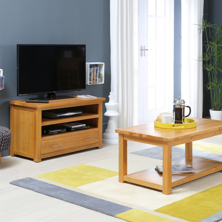 London Oak Small TV Unit - Up to 45" TV Size | The Furniture Market