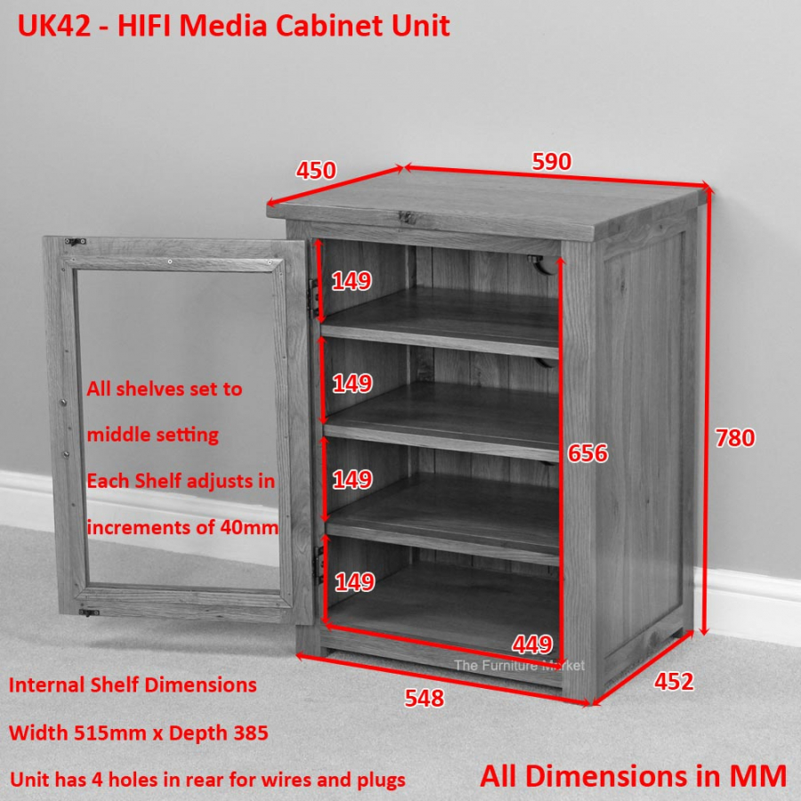 London Oak Hi-Fi Media Unit Storage Cabinet | The Furniture Market