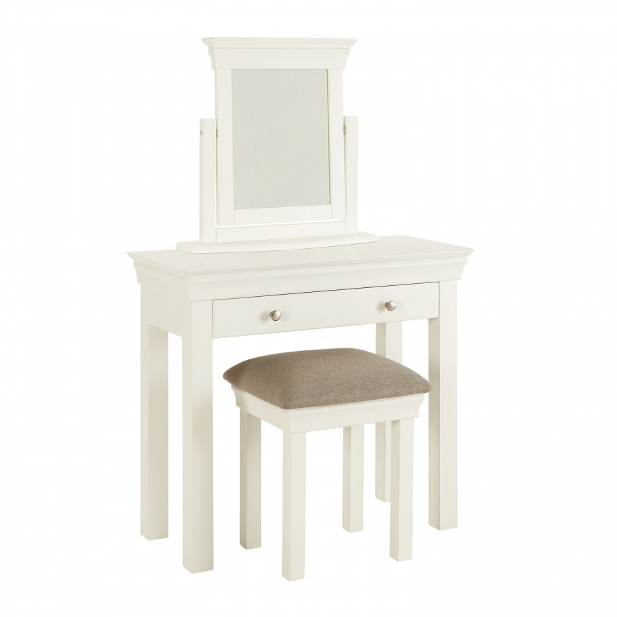 Wilmslow White 1 Drawer Dressing Table Set with Mirror & Stool | The ...