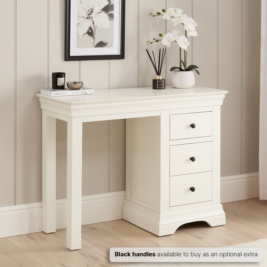 Wilmslow White Single Pedestal Dressing Table Set with Stool | The ...