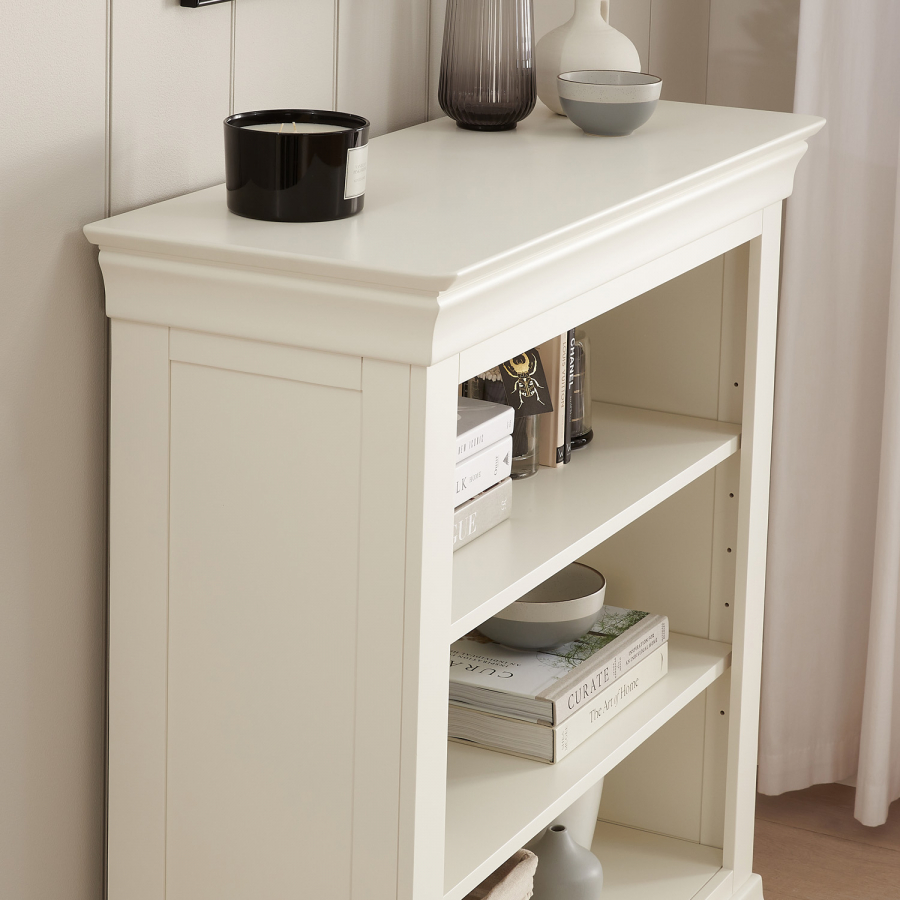 Wilmslow White Painted Small Low Compact Adjustable 2 Shelf Bookcase ...