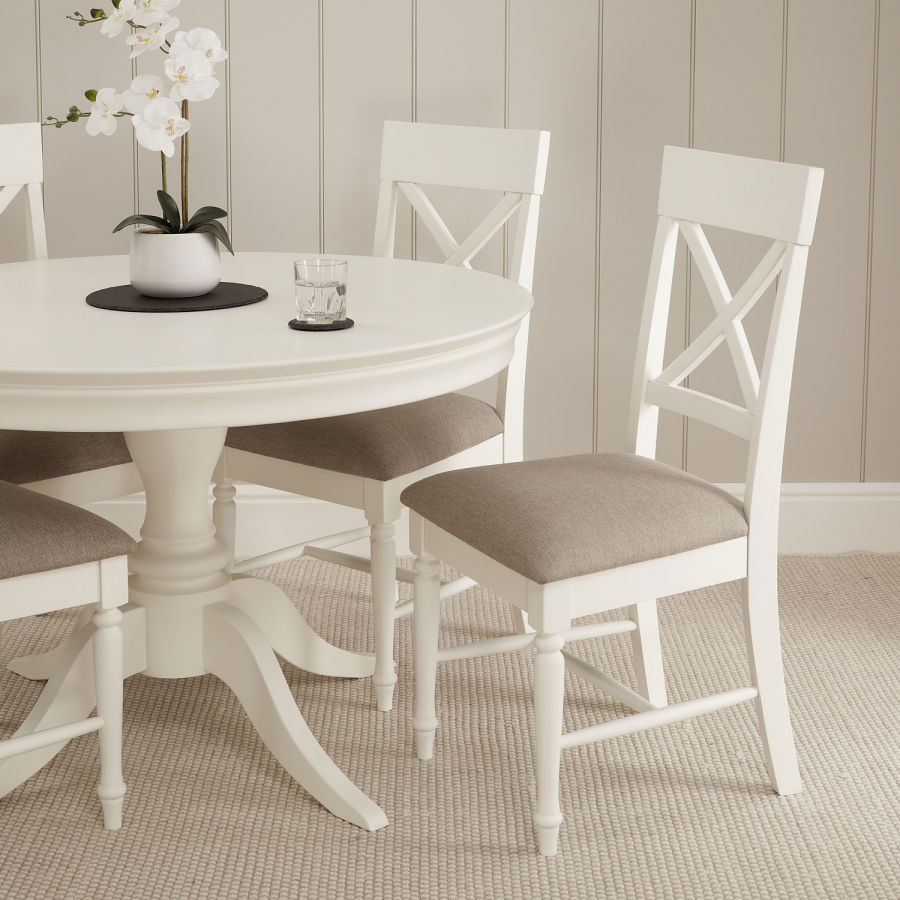Wilmslow White Painted Round Dining Table with 4 Chair Set | The ...
