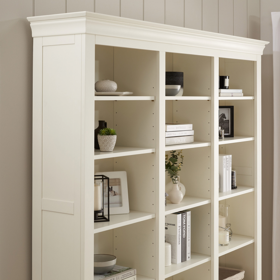 Wilmslow White Painted Extra Large Grand Library Bookcase with 3 ...