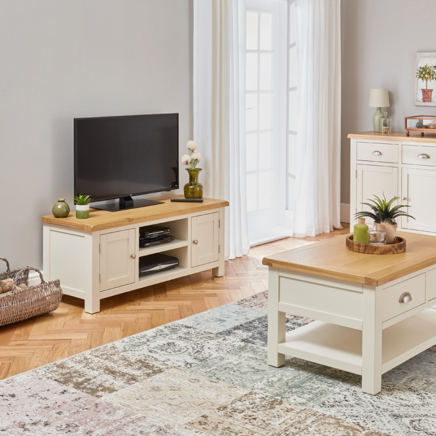 Cotswold Cream Painted Large Widescreen TV Unit - Up to 60" TV Size ...