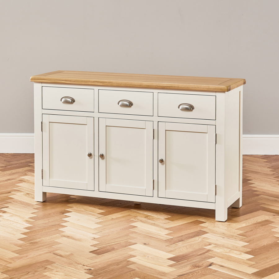Cotswold Cream Painted 3 Door Large Sideboard | The Furniture Market