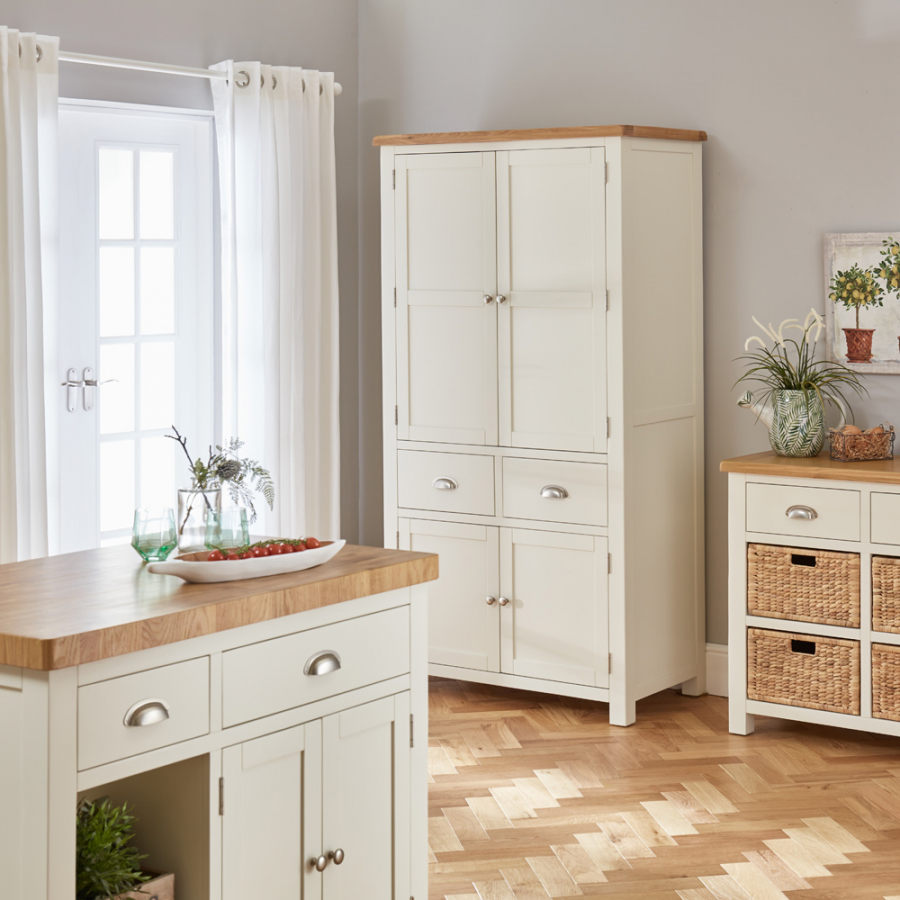 Cotswold Cream Painted Double Kitchen Larder Pantry Cupboard | The ...