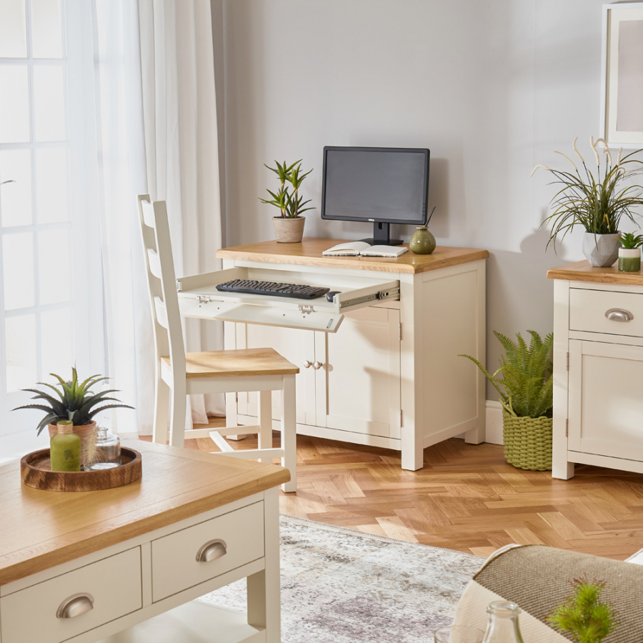 Cotswold Cream Painted Hideaway Computer Desk | The Furniture Market