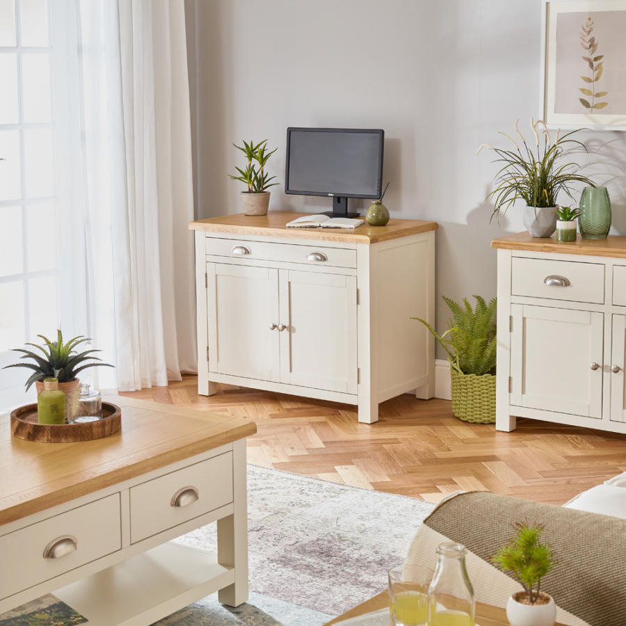 Cotswold Cream Painted Hideaway Computer Desk | The Furniture Market