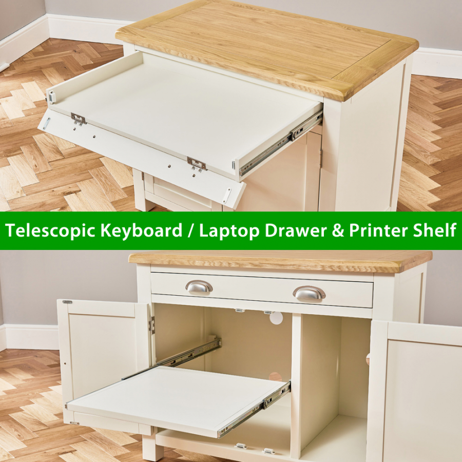 Cotswold Cream Painted Hideaway Computer Desk | The Furniture Market