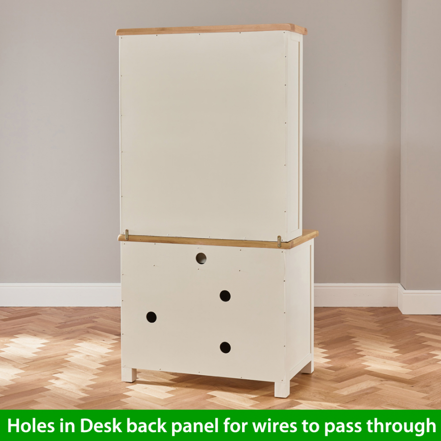 Cotswold Cream Painted Hideaway Computer Desk with Bookcase Top | The ...