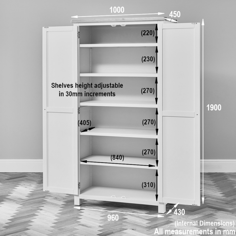Cotswold Grey Painted Double Linen Storage Shaker Cupboard | The ...