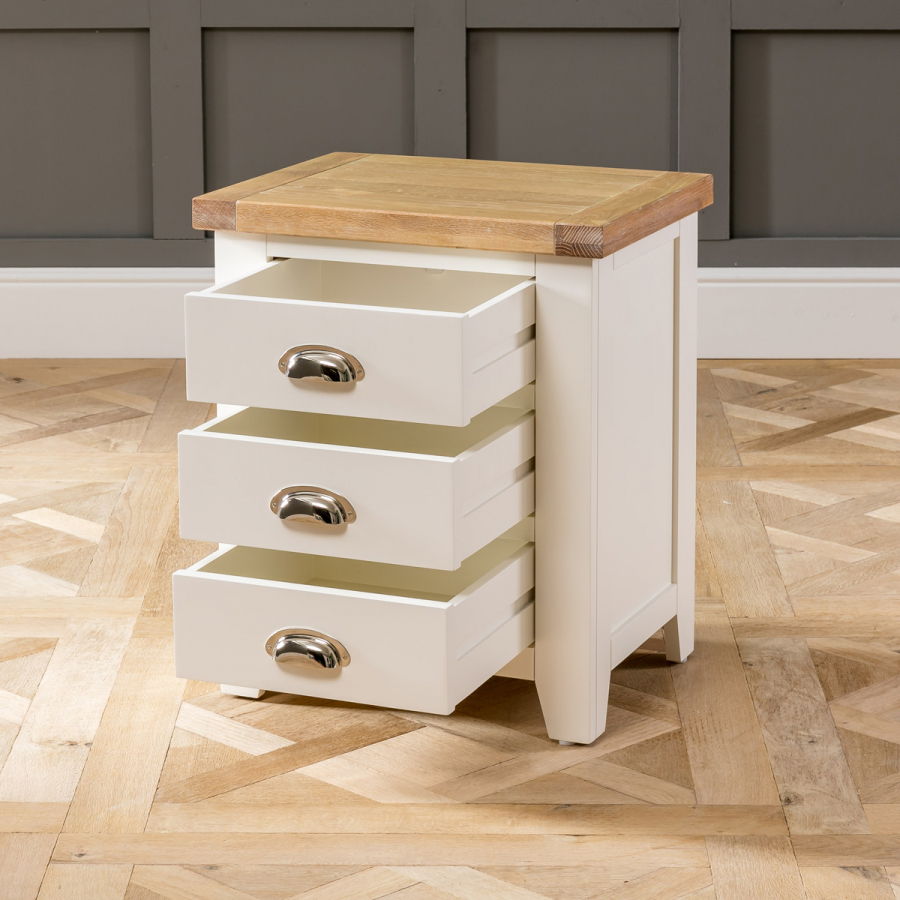 Cheshire Cream Painted 3 Drawer Bedside Table | The Furniture Market