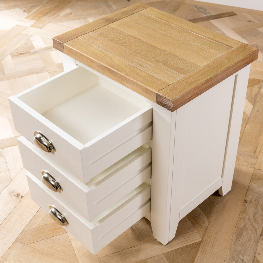 Cheshire Cream Painted 3 Drawer Bedside Table | The Furniture Market