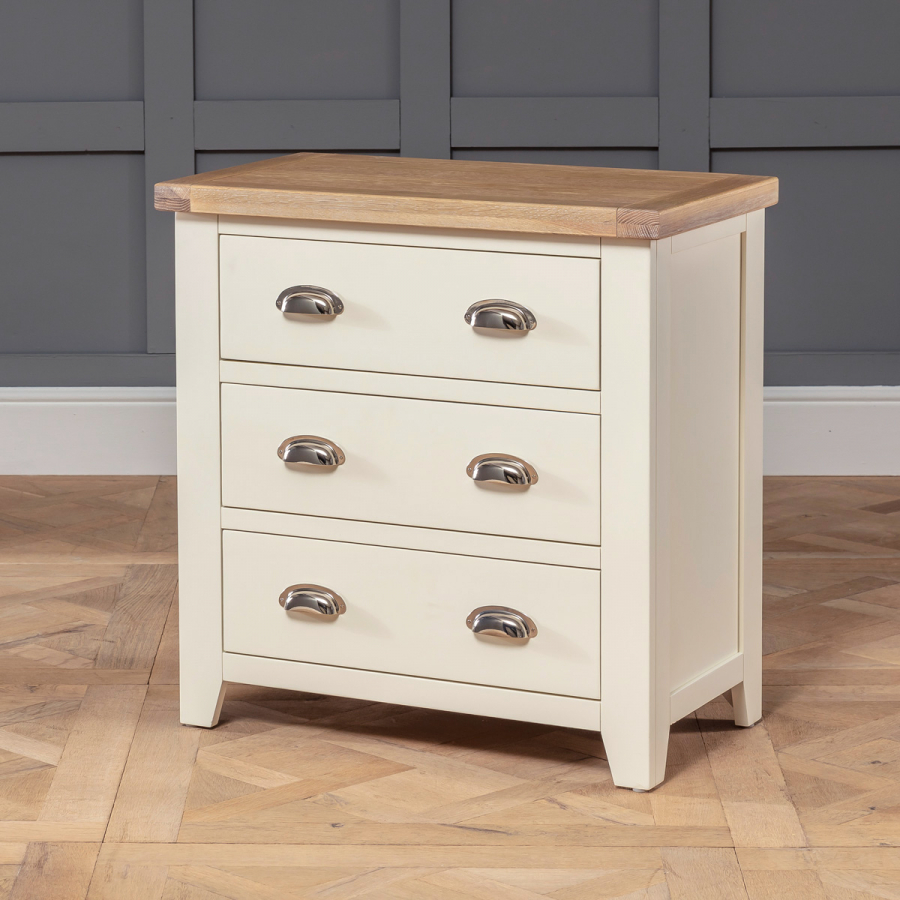 Cheshire Cream 3 Drawer Compact Chest of Drawers | The Furniture Market