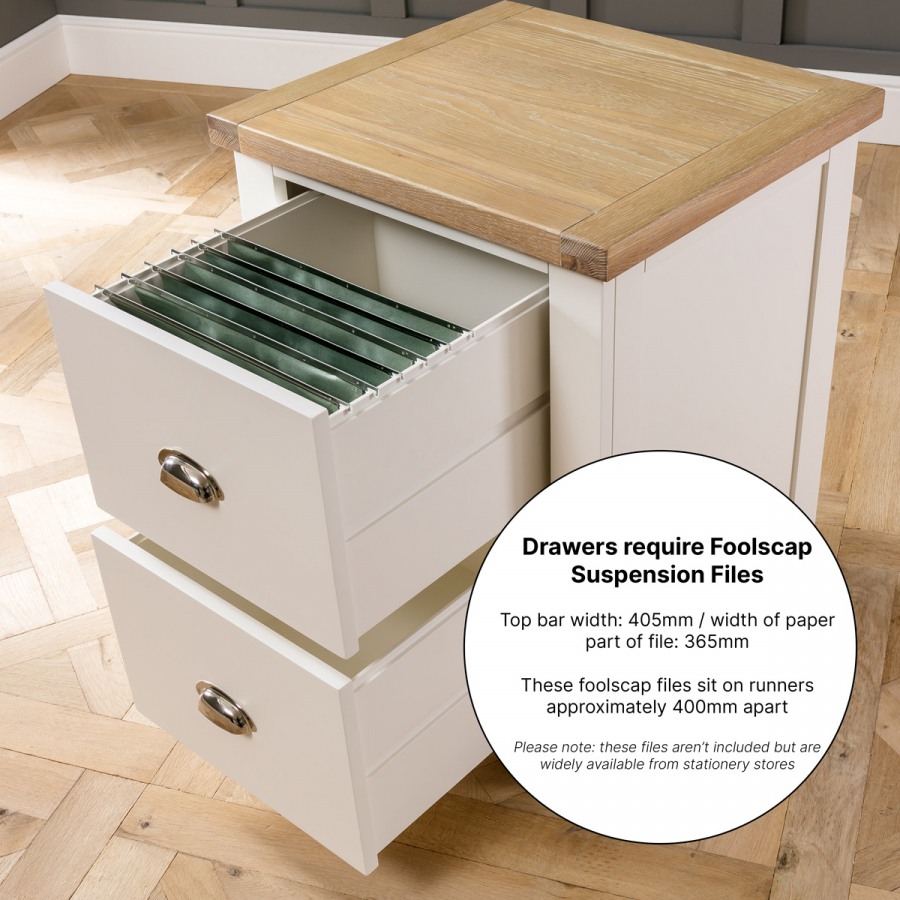 Cheshire Cream Painted 2 Drawer Filing Cabinet | The Furniture Market