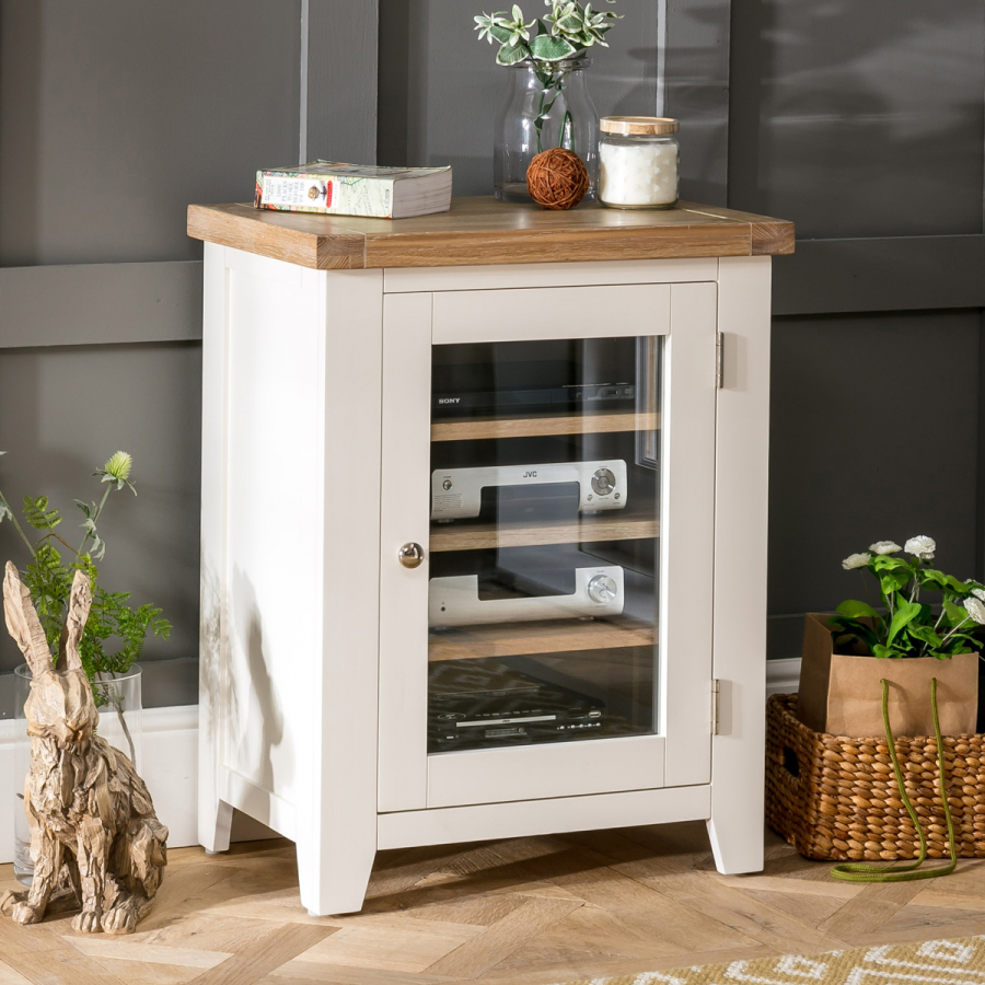 Cheshire Cream Painted Glazed Hi-Fi Media Cabinet Unit | The Furniture ...