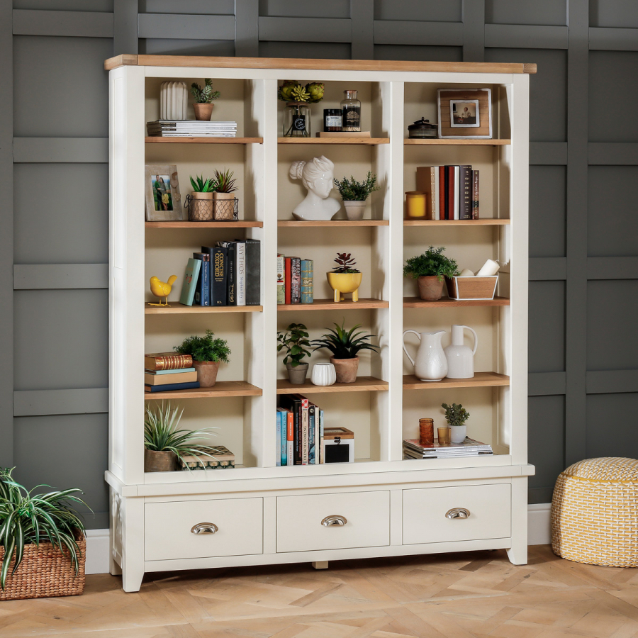 Cheshire Cream Extra Large Grand Library Bookcase | The Furniture Market