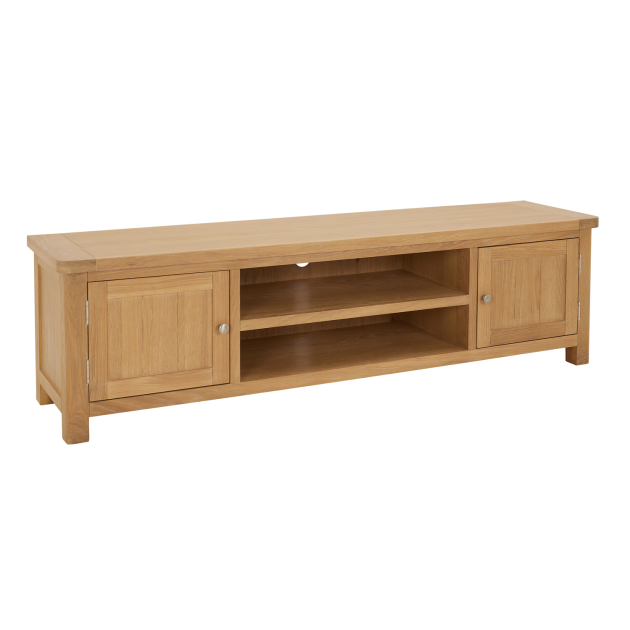 Marbury Oak Extra Large Widescreen TV Unit Stand – Up to 80” TV Size ...
