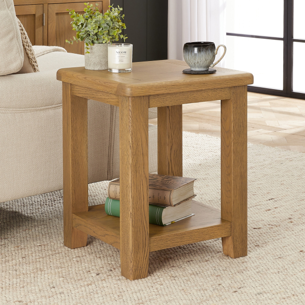 Cotswold Rustic Smoked Oak Lamp Side Table | The Furniture Market Cotswold Rustic Smoked Oak Lamp Side Table | The Furniture Market