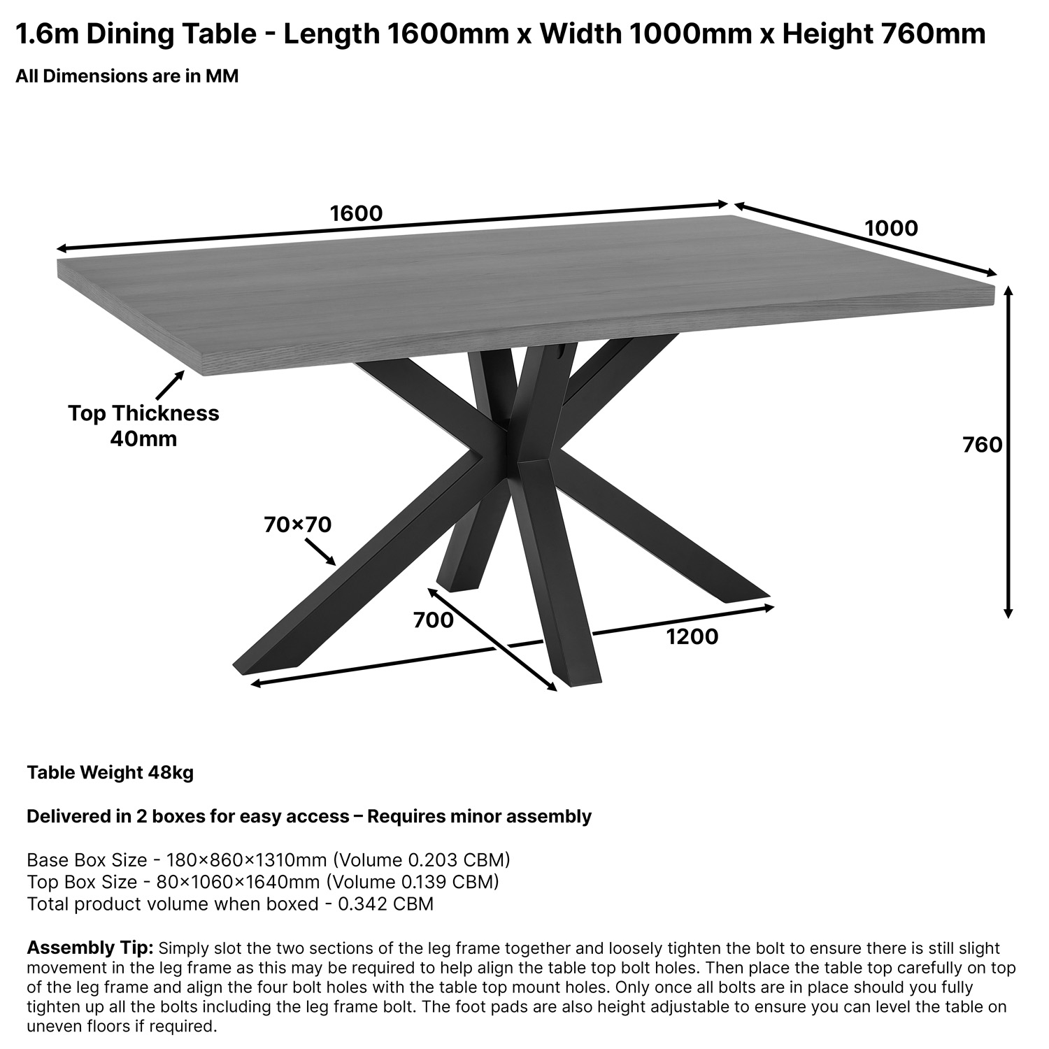 Industrial Natural Oak 160cm Dining Table with Black Starburst Legs – 4 ...