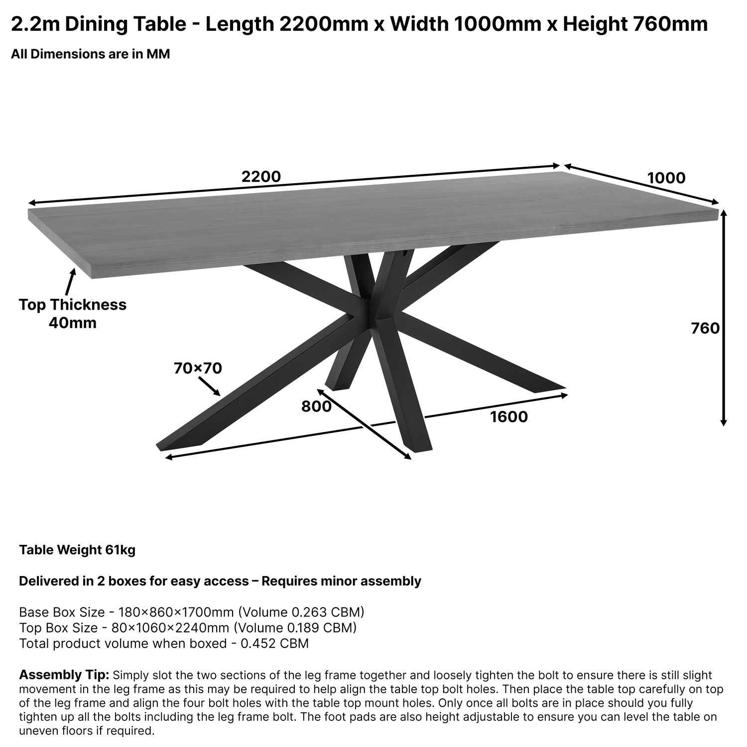 Industrial Natural Oak 220cm Dining Table with Grey Starburst Legs – 8 ...