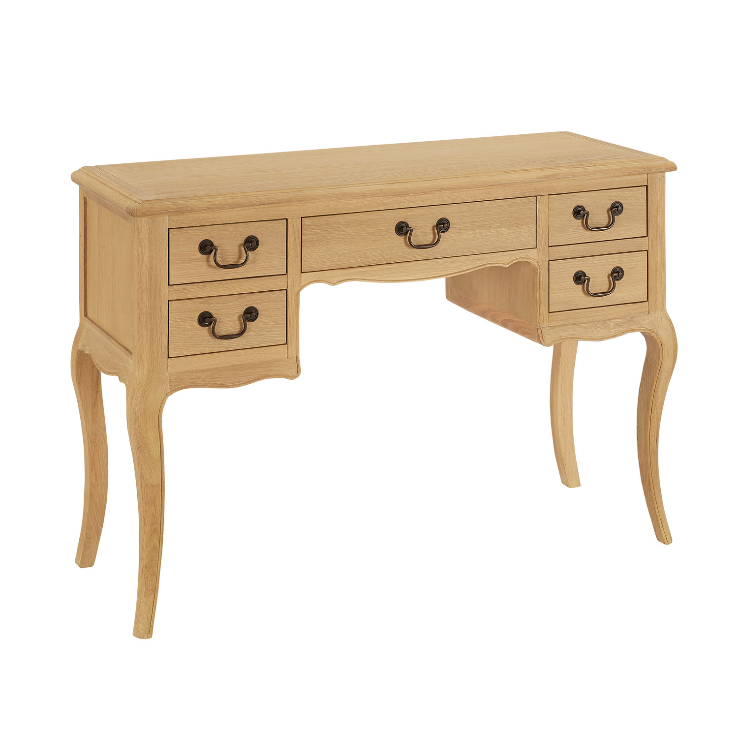 French Chateau Oak Dressing Table Set with Mirror and Stool | The ...