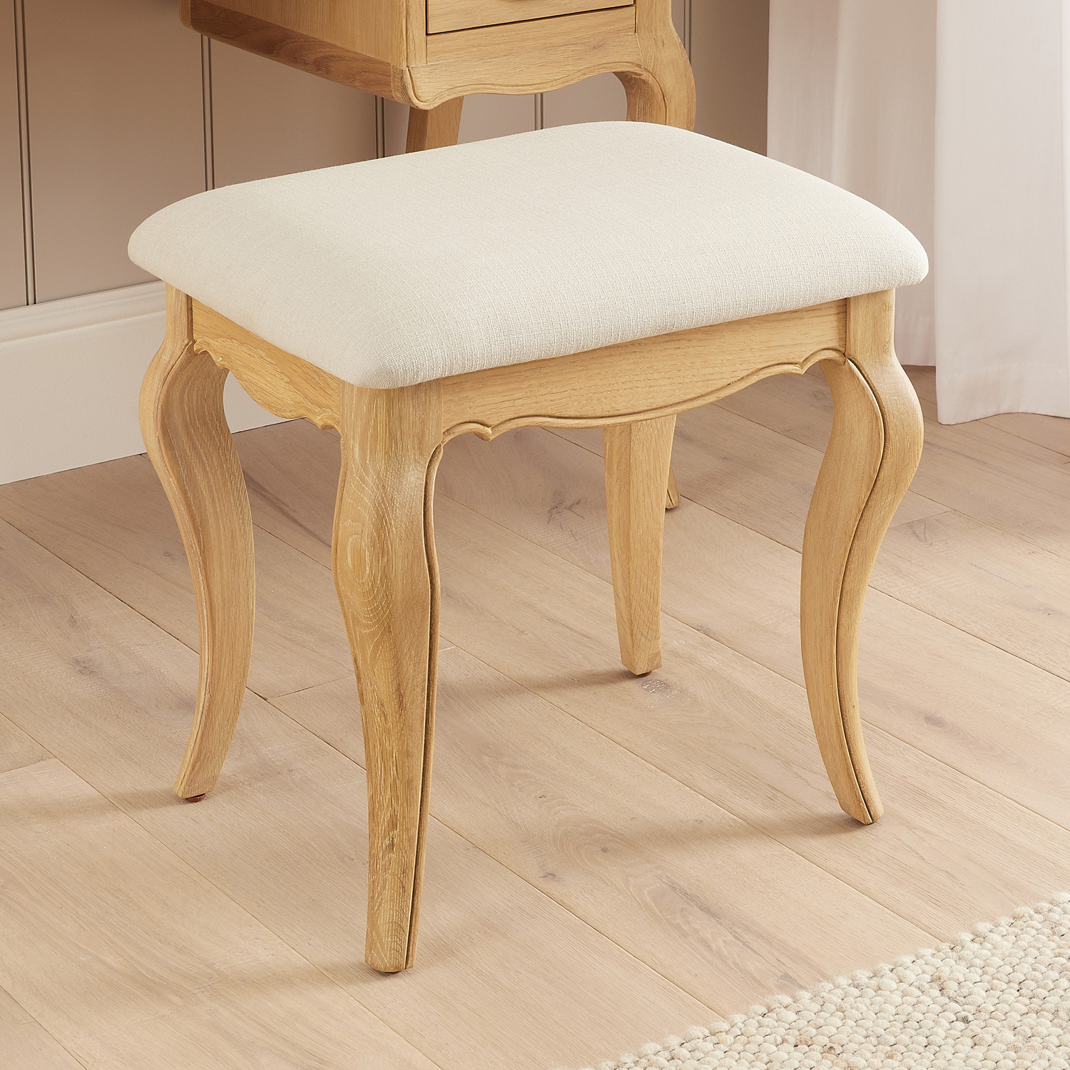 French Chateau Oak Dressing Table Set with Mirror and Stool | The ...