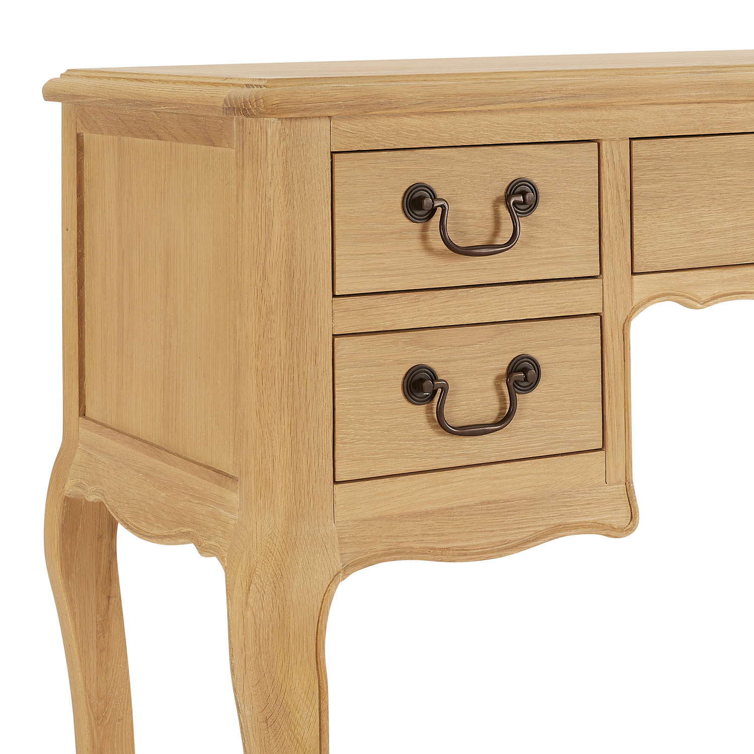 French Chateau Oak Dressing Table Set with Mirror and Stool | The ...