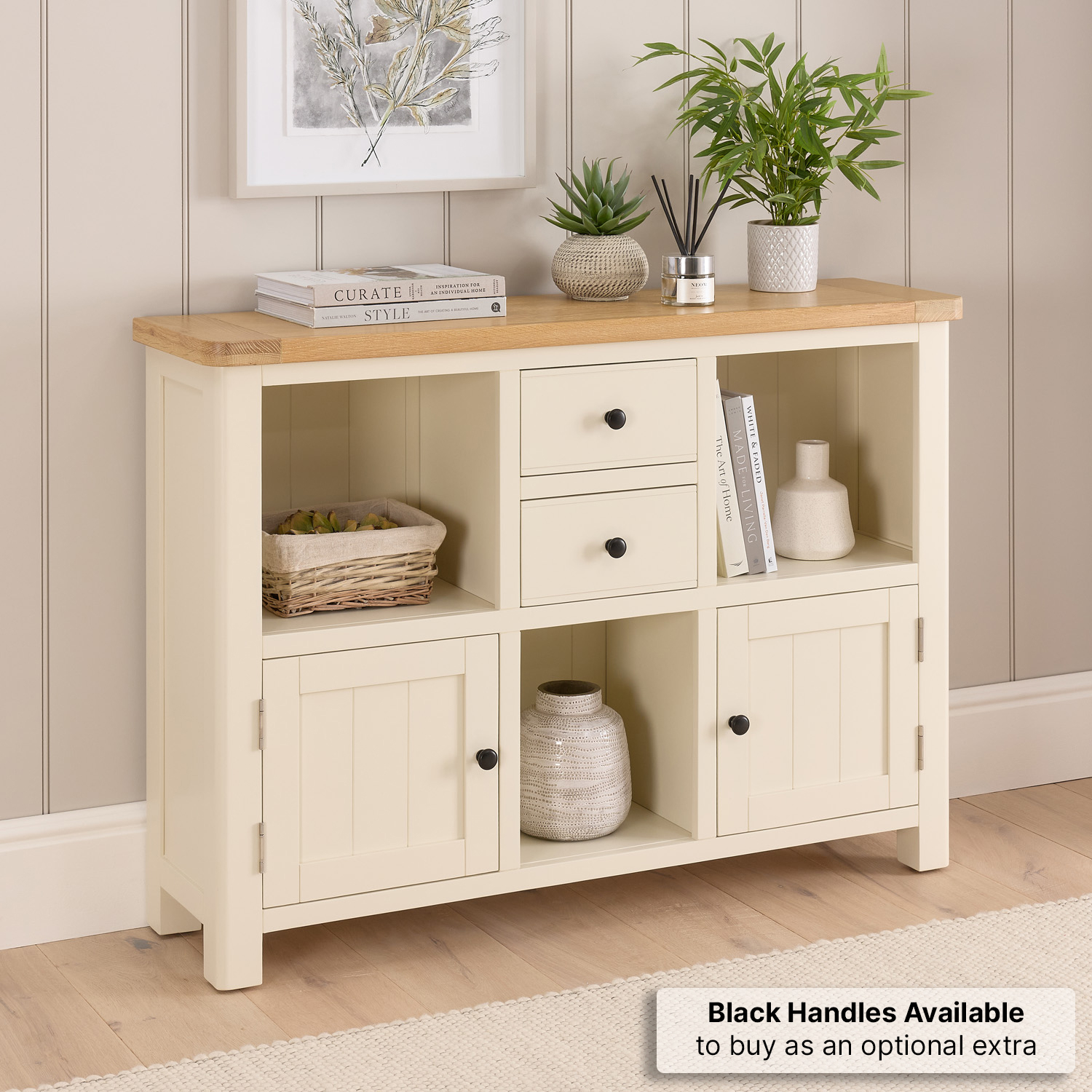 Marbury Cream Painted Low Open Display Shelf Unit Bookcase | The ...